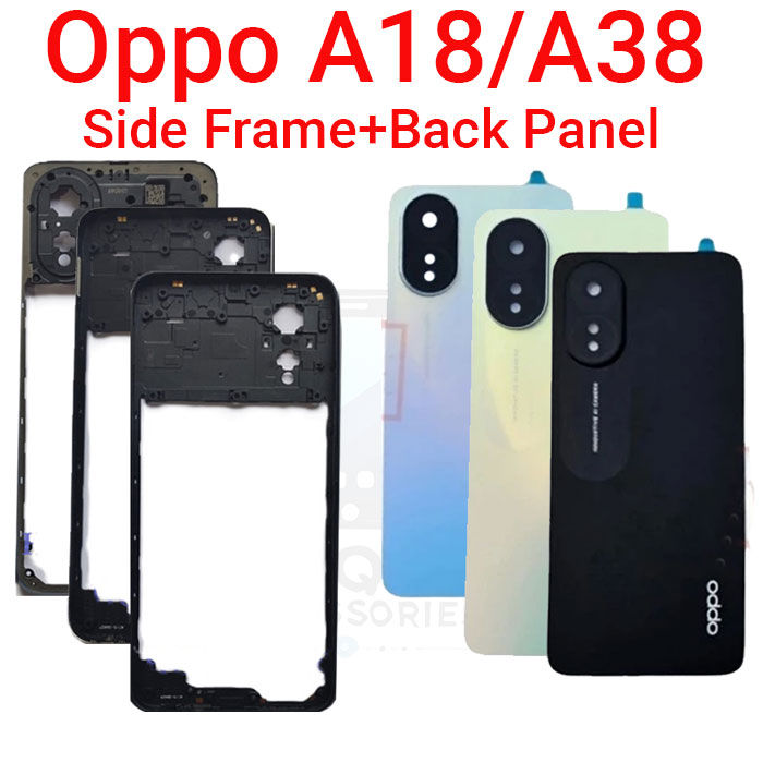 For Oppo A18 A38 CPH2591 CPH2579 Side Frame + Back Panel Housing ...