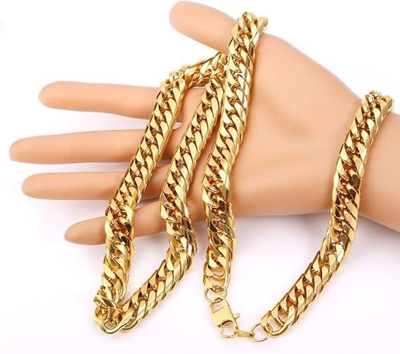 U7 Gold Choker Chain Rapper Hip Hop Jewelry Gift 18K Real Gold Plated ...