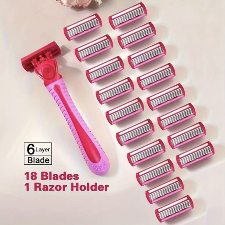 1 Handle + 19 Blades/ Men And Women Body Hair Safety Bikini Aloe Strip ...