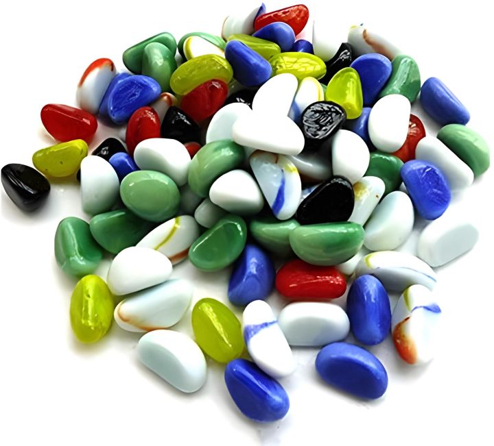 Pebbles gravels Stone Beads for Aquarium and garden Decoration Milky ...