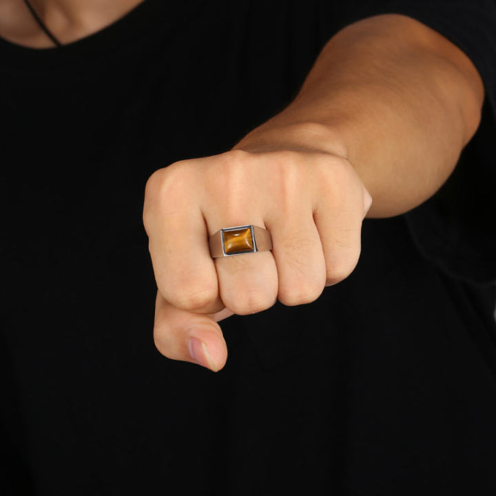 Tigers Eye Stone Turkish YOUTH wind 925 Sterling Silver Mens Ring by ...