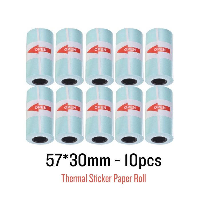 10pcs 57*30mm Sticker Thermal Paper Rolls for Label Printer Mini ...
