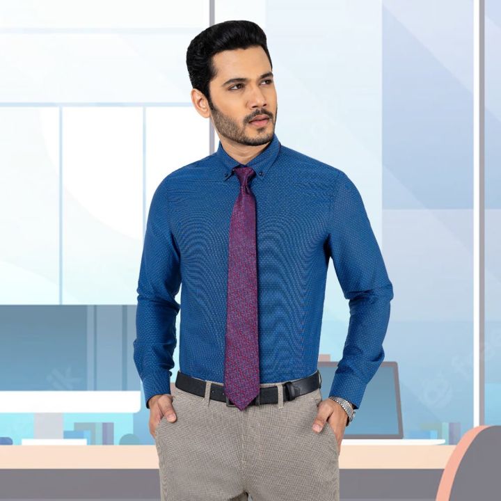 Richman Premium Cotton Navy Blue Color Full Sleeve Formal Shirt For Men ...