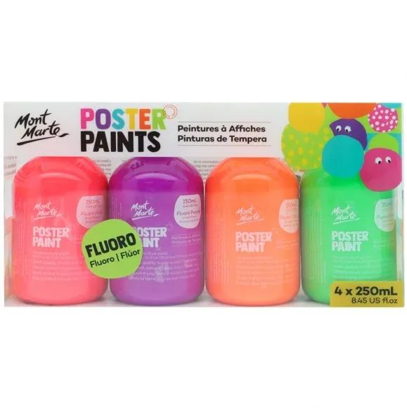 Mont Marte Poster Paint 250ml 4pc - Fluro | Daraz.com.bd