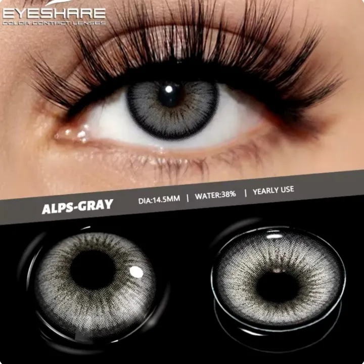 New Eyeshare Alps Gray Color contact lens with regular kit box for men ...