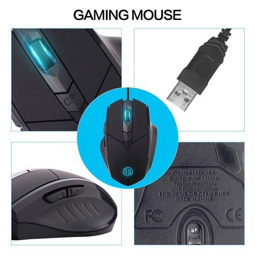 Inphic PW1 Wired Gaming Mouse 6 Keys Macro Definition Glowing Mute ...
