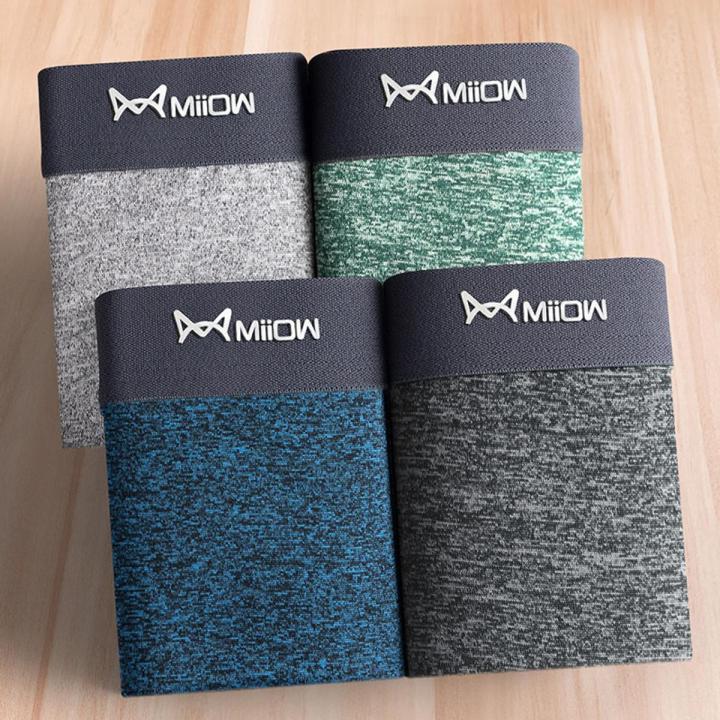 MiiOW [4Pcs] Antibacterial Men Underwear Boxer Shorts Breathable Male Panties Boxershorts ...