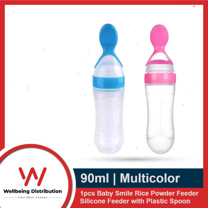 Baby Smile Rice Powder Feeder 90ml Silicone Bottle with Plastic Spoon ...