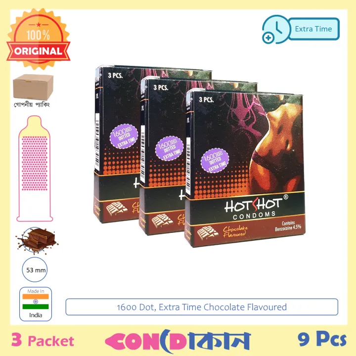 HotShot 1600 Dots Extra Time Chocolate Flavoured Condom 3 Pack (9 Pcs ...