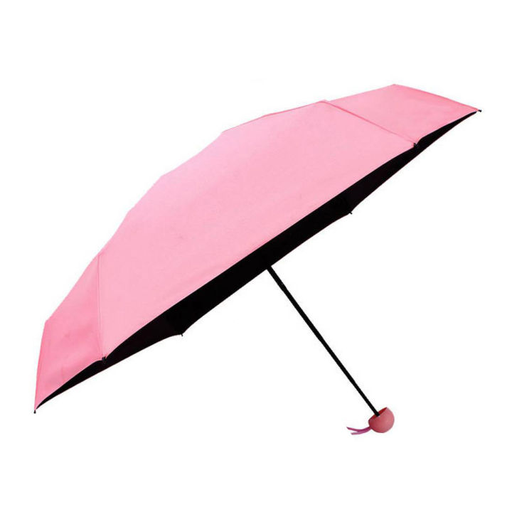 7 Mini Folding Umbrella with Cute Capsule Case - pink - Elegant and ...