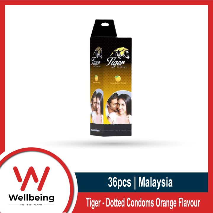 Tiger - Dotted Condoms Orange Flavour - Full Box - 3x12 - 36pcs | Daraz.com.bd