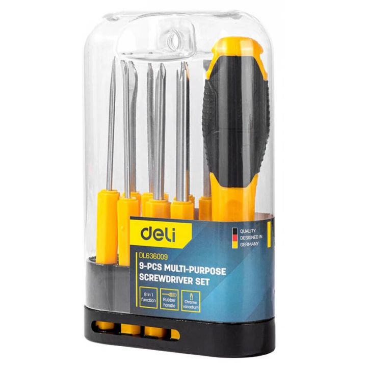 Deli Tools EDL636009 9-piece Screwdriver Set Cr-V Steel | Daraz.com.bd