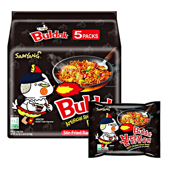 Buldak Hot Chicken Flavour Noodles (Pack of 5x140g) 700g(Korean ...