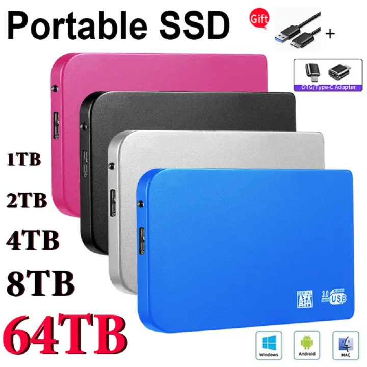1TB External Solid State Drive 2TB High-speed Portable SSD Type-C USB 3 ...