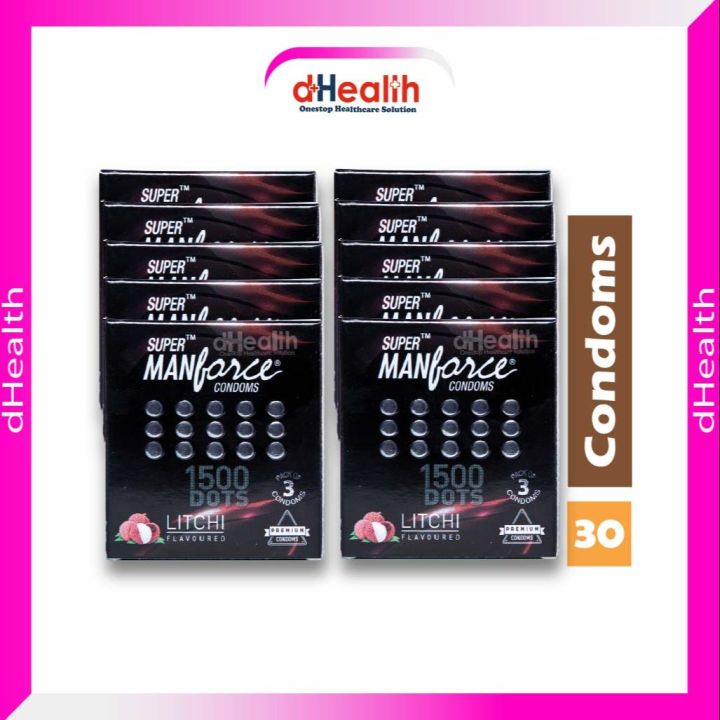 Manforce Super Litchi 1500 Dotted Condom 10's Combo pack (3x10=30 pcs) | Daraz.com.bd