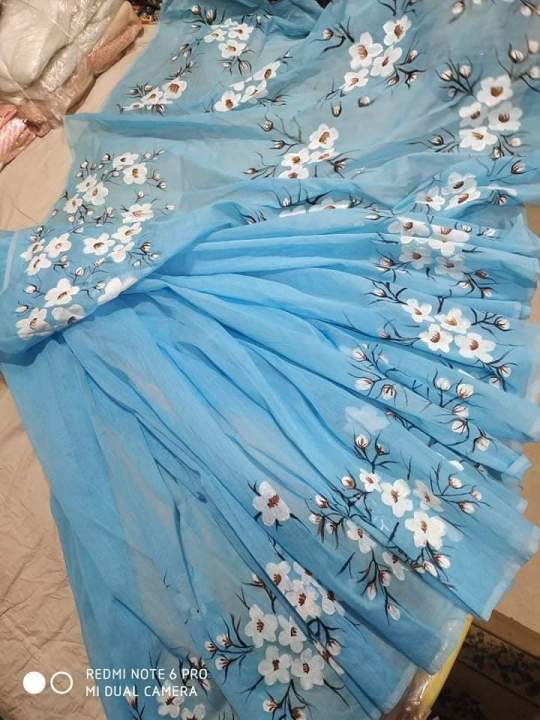 Exclusive Designer Hand Print Resom silk Saree / Resom suti Saree Super ...