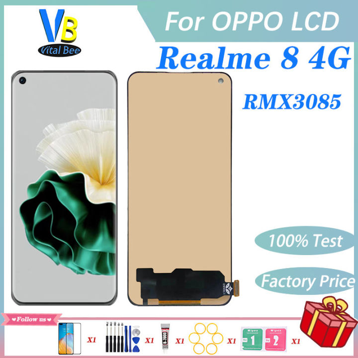 LCD For Realme 8 4G LCD Display Touch Screen Digitizer Assembly RMX3085 Replacement Parts ...