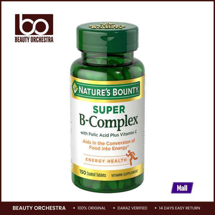 Nature’s Bounty Super B-Complex with Vitamin C & Folic Acid - 150 ...