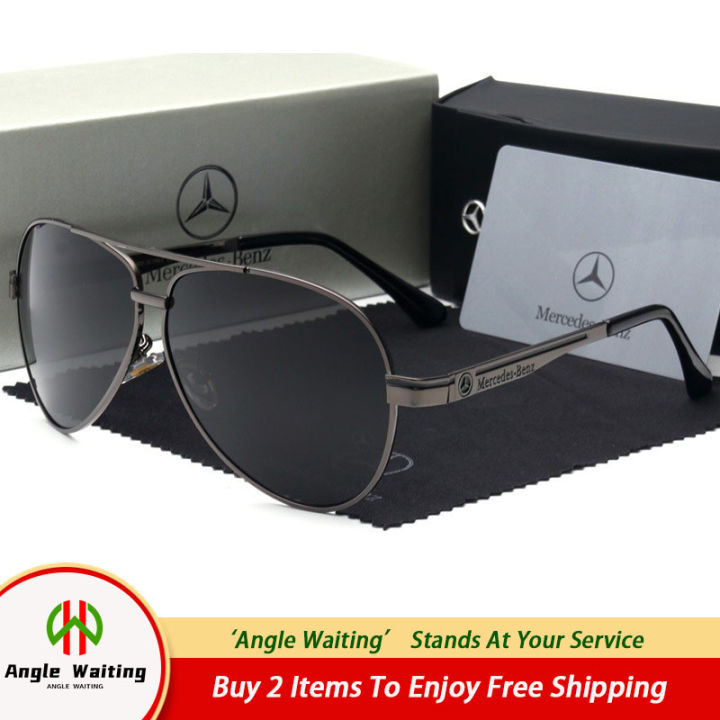 Angle Waiting Benz Men's Polarized Sunglasses UV400 Large Frame Aviator ...