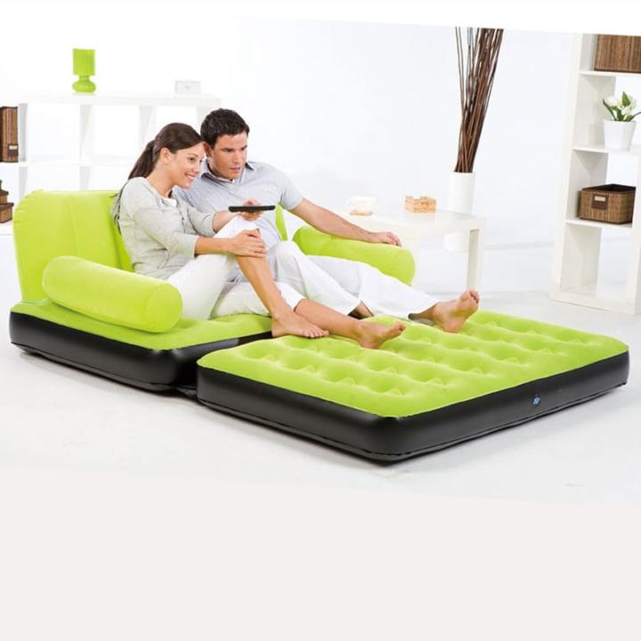 Inflatable Double Sofa Air Bed Couch Blow Up Mattress with Pump | Daraz ...