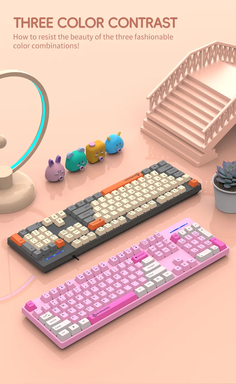 Mechanical Wired Gaming Keyboard Ergonomics Splash Water 104keys ABS ...