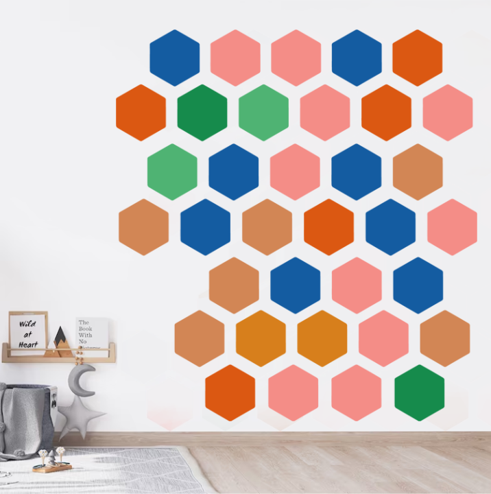 Decorate Your Wall With Hexagon Wall Sticker 35pcs Hexagon Shape ...