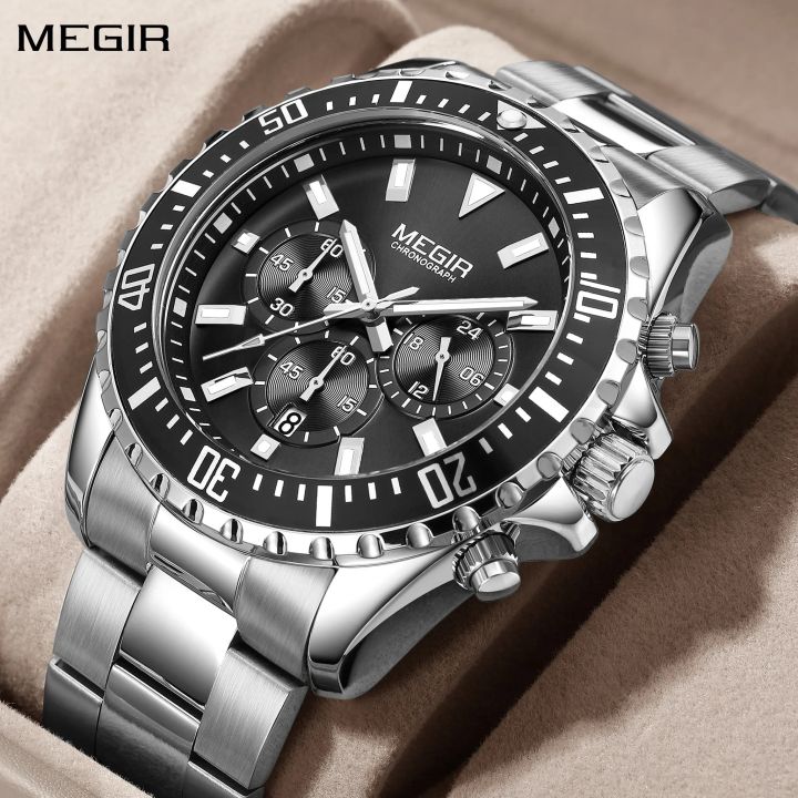 MEGIR Original Luxury Business Quartz Watch Men Brand Stainless Steel ...