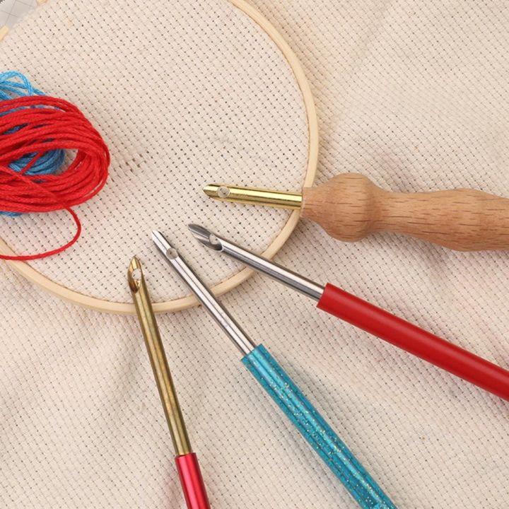Knitting Handmade Wooden Handle Weaving Stitching Punch Needle Needle ...
