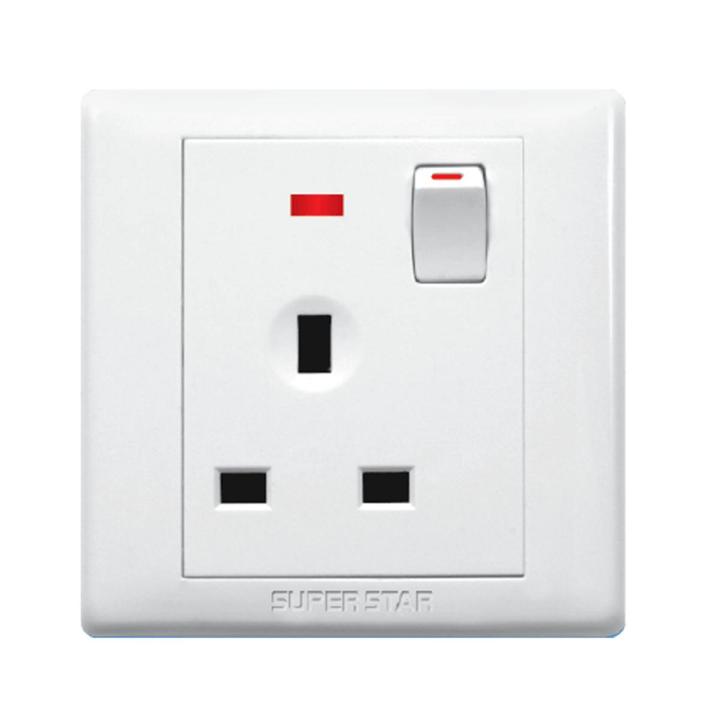 Super Star Rose 13A 3 Pin Flat Socket Three 3Pin Electrical Wall Switch ...