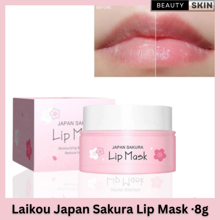 LAIKOU Japan Sakura Lip Mask Moisturing & Repairing Reduce Lip Lines ...