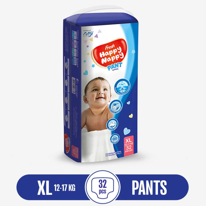 Fresh Happy Nappy Pant Diaper 12-17 KG (XL Size) 32 Pcs Standard Pack ...