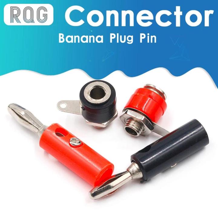 1Pair- MALE FEMALE Banana PLUG SOCKET 4mm Lantern Head RED & BLACK Plug ...