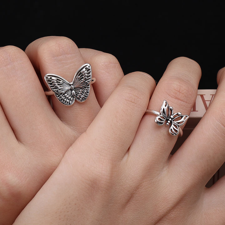 Hollow Butterfly Ring Female Korean Personality Hollow Insect Butterfly ...