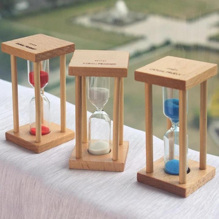 wooden square sand watch timer Kitchen Clock 05 minutes hourglass sand ...