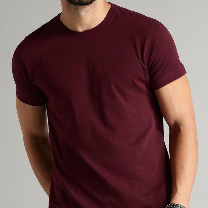 Solid Color T Shirt For Men Cotton T-shirts | Daraz.com.bd