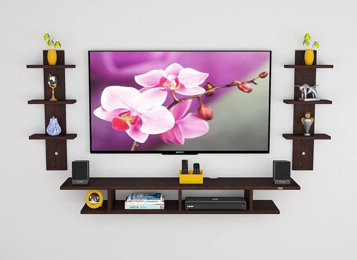 Wall Mount TV Entertainment Unit/with Set Top Box Stand | 6 Wall Shelf ...