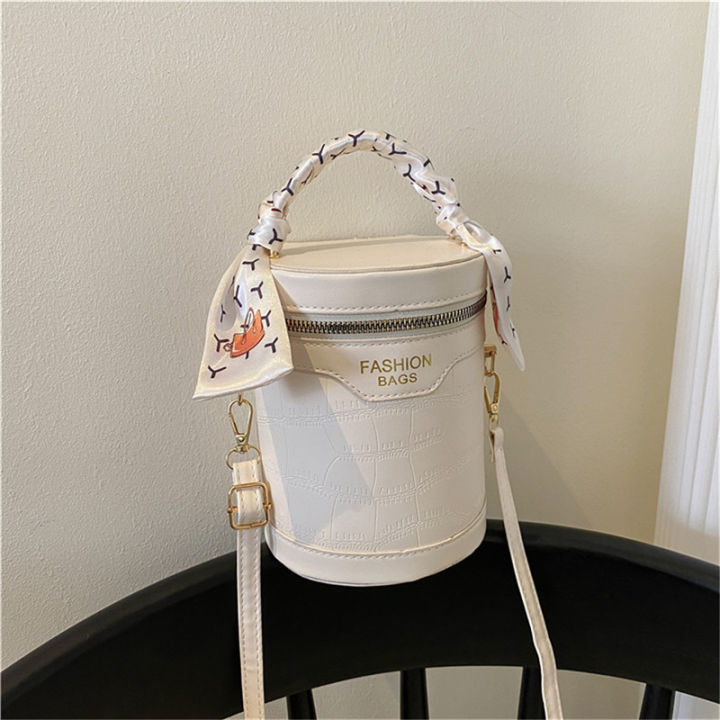 Women's Designer Handbag Cylinder Shoulder Bag PU Leather Bucket Bag ...