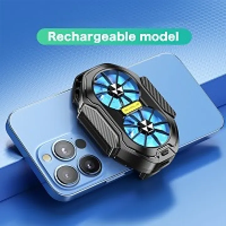 FS01 Dual Fan Dual Battery Rechargeable Mobile Phone Cooler Fan | Daraz ...
