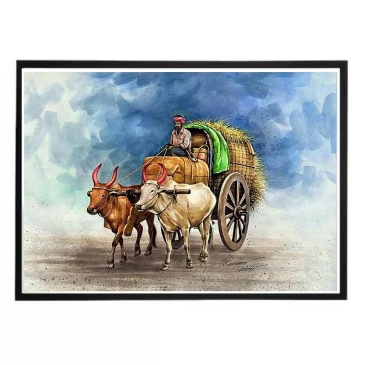 Traditional bullock cart Poster With Wall Frame | Daraz.com.bd