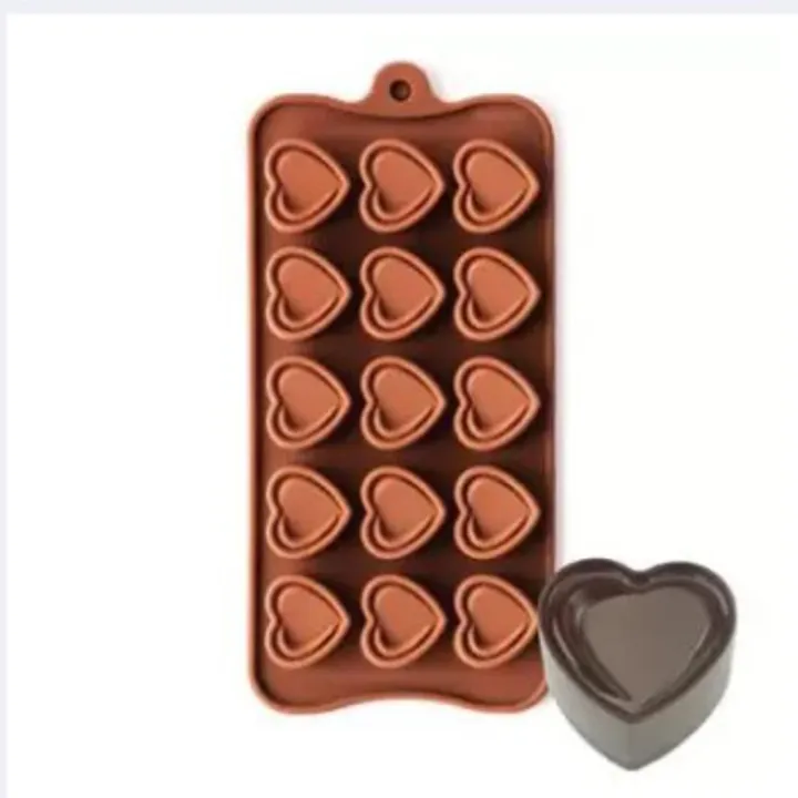 Heart Shape Silicone Chocolate Bar Mould - 15 holes | Daraz.com.bd