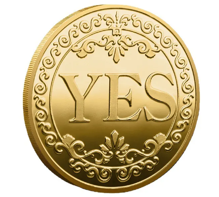 YES or NO Decision Coins Metal Engraved Gold/Silver Plated Customized ...