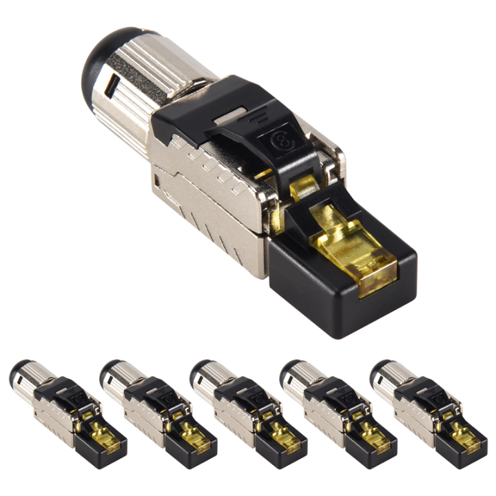 6-Pack Tool Free Shielded RJ45 Cat 8, Cat8 Field Termination Plug, Cat8 ...
