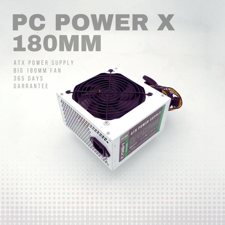 ATX PC DC 500W 180mm POWER SUPPLY PC POWER X WHITE POWER SUPPLY Big Fan ...