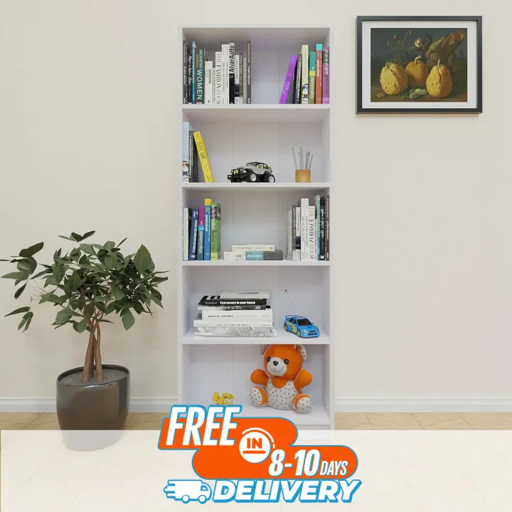 RK Engineered Wood 5 Tier Bookcase Open Book Shelf Storage Cabinet ...
