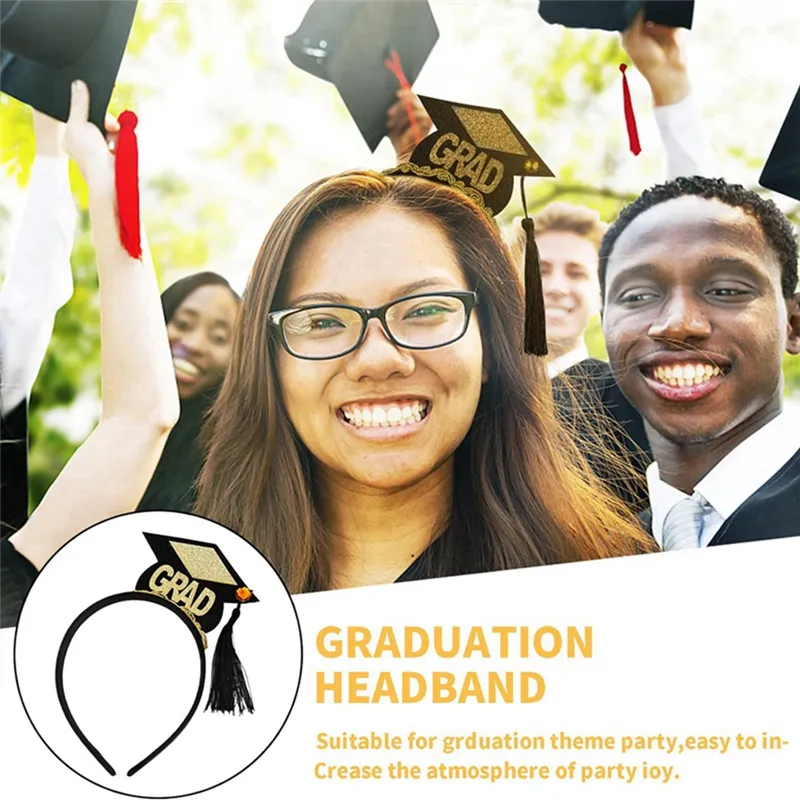 1Set Grad Cap Headband Graduated Satin Sash 2024 Graduation Party ...