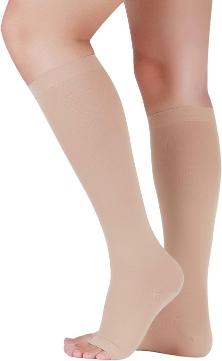 20-30 mmHg Medical Compression Socks for Women and Men Knee High Open ...