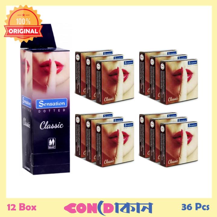 Sensation Super Dotted Classic Flavor Condom 12 Box (36 pcs) -Condom | Daraz.com.bd