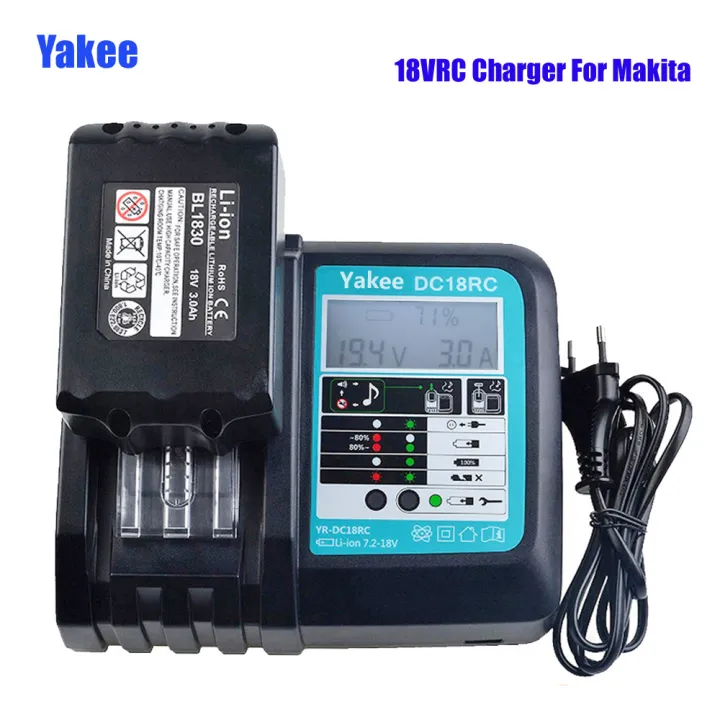 Yakee DC18RC Li-ion Battery Charger For Makita 14.4V 18V Bl1830 Bl1430 ...