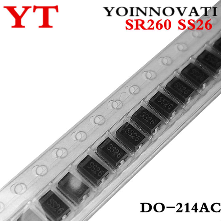 100pcs new and orginal SR260 SS26 60V 2A SMA DO-214AC SMD schottky ...