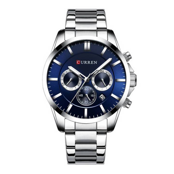 CURREN 8358 Silver Stainless Steel Chronograph Watch For Men - Royal ...